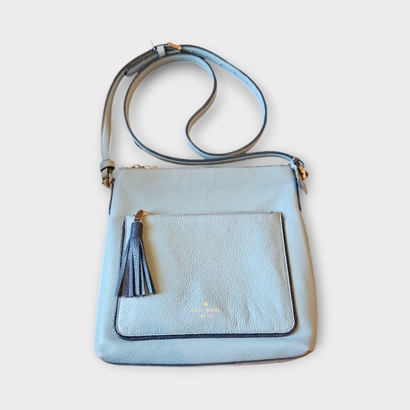 kate spade | Bags | Kate Spade Sky Blue Pebbled Leatger Crossbody With ...